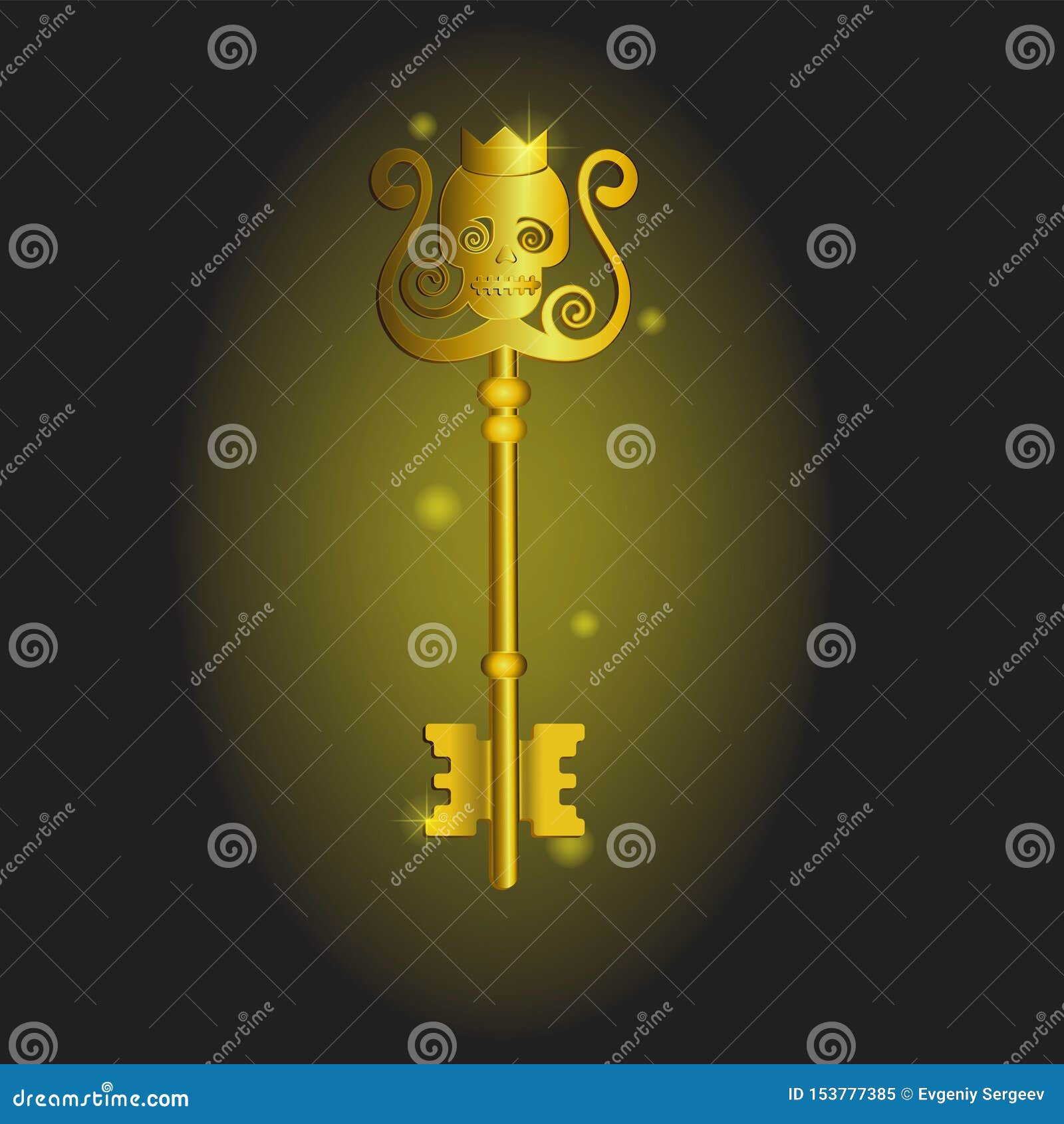 Gold Key Design Element with Skull and Crown. Icon, Icon Image Stock ...