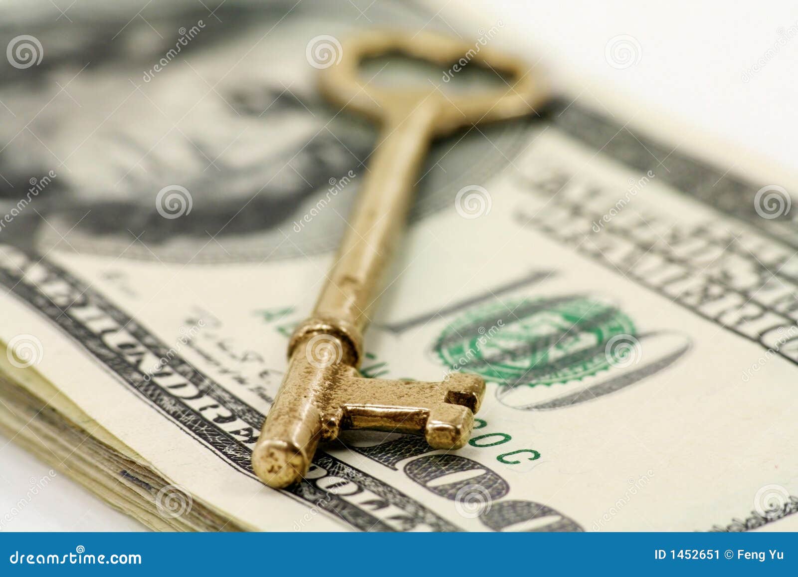 Gold key and dollars stock image. Image of finance, concept - 1452651