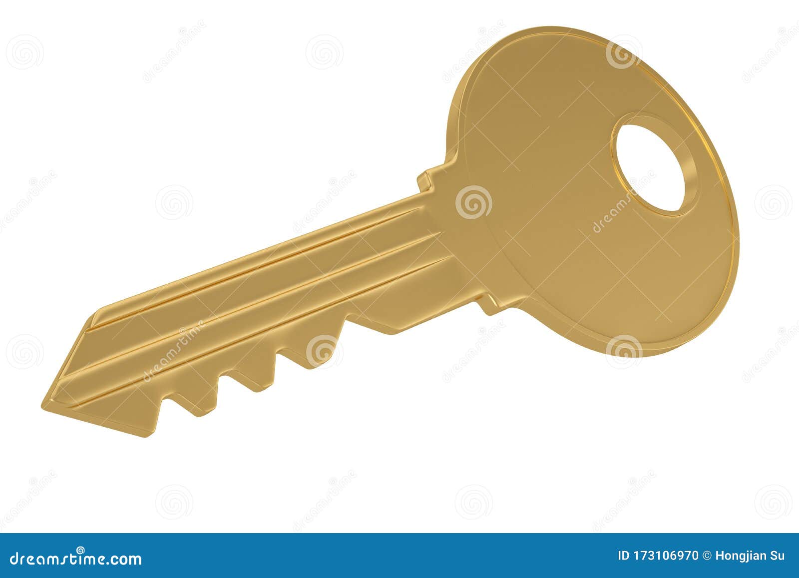 Gold Key Isolated on White Background 3D Illustration Stock ...