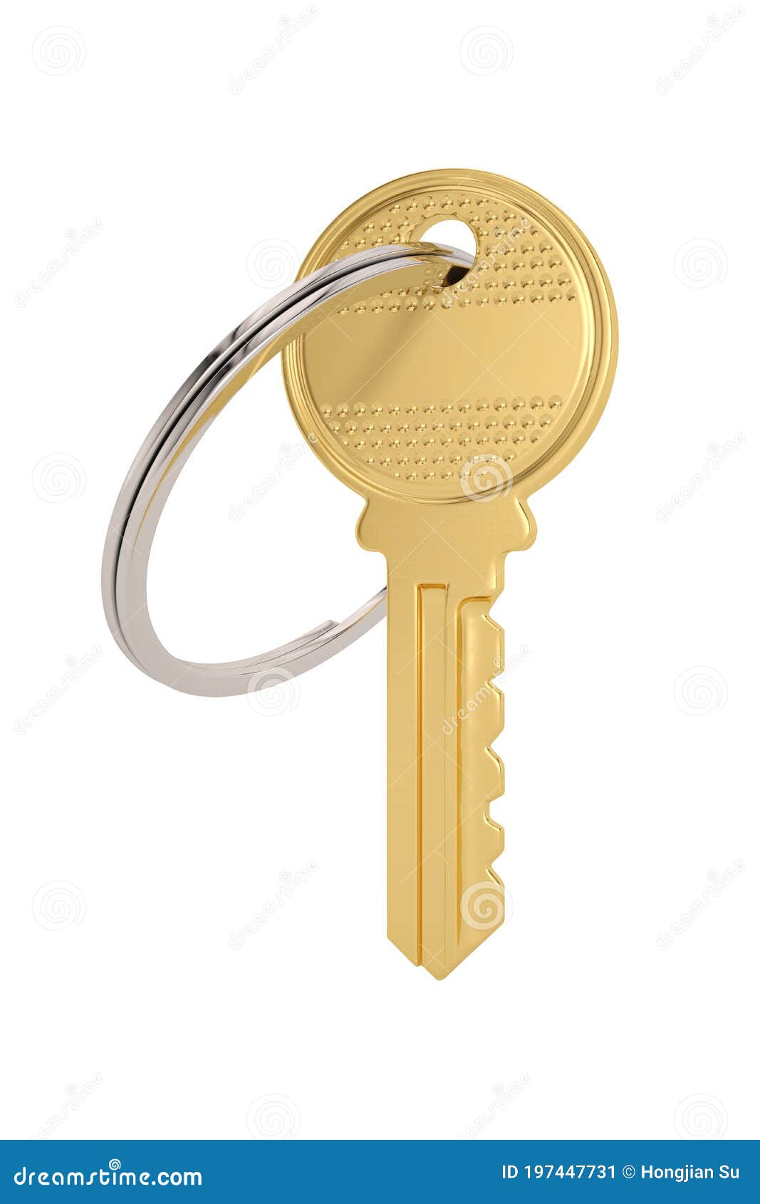 Gold Key Isolated on White Background, 3D Render. 3D Illustration Stock ...