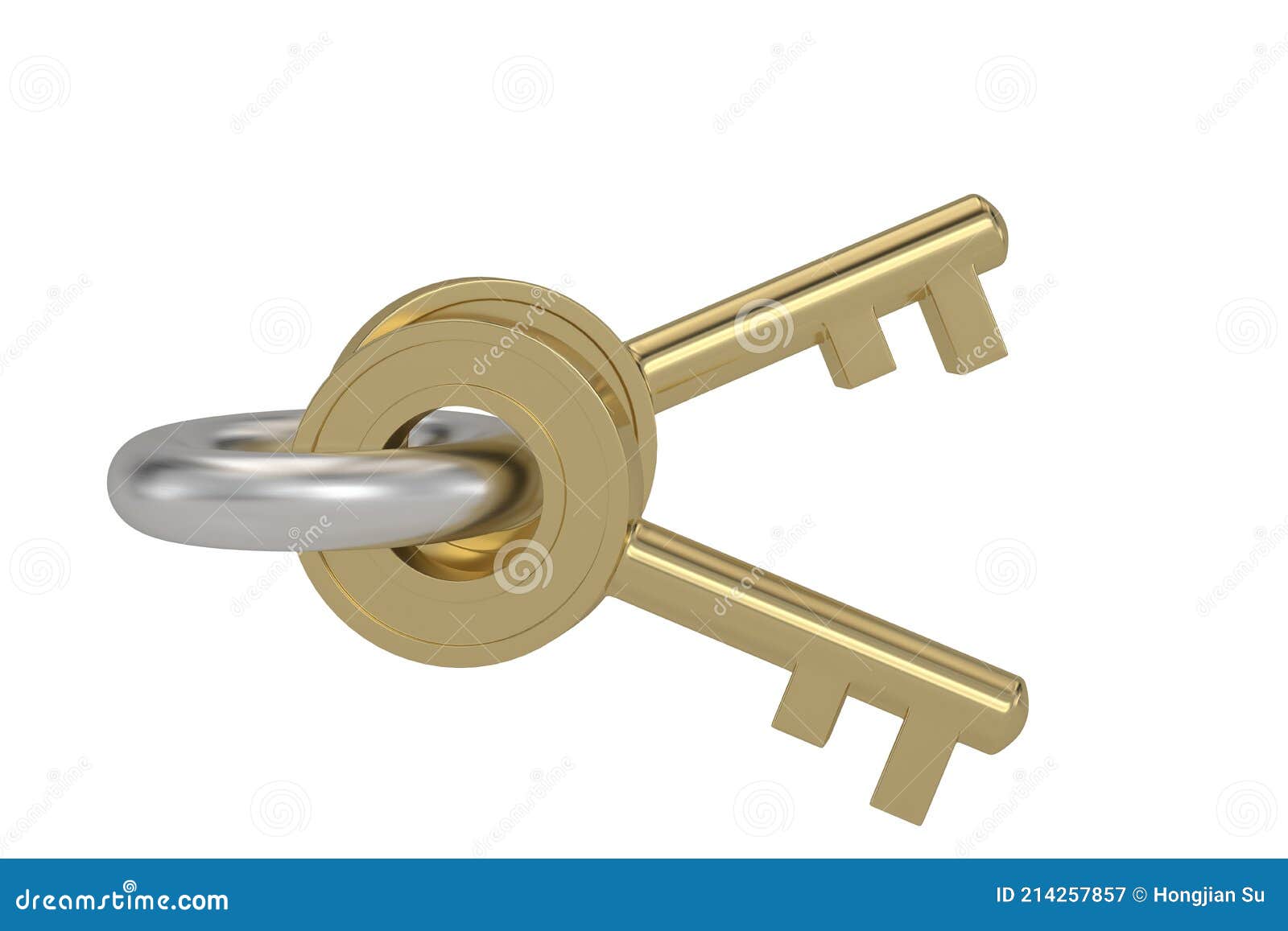 Gold Key Isolated on White Background, 3D Rendering. 3D Illustration ...