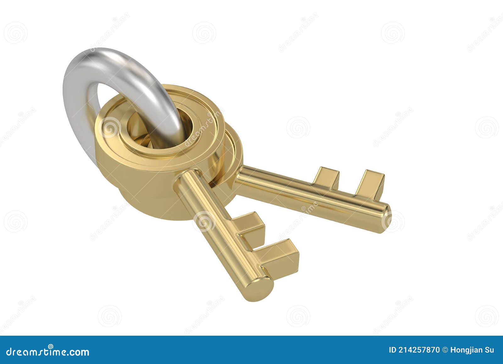 Gold Key Isolated on White Background, 3D Rendering. 3D Illustration ...