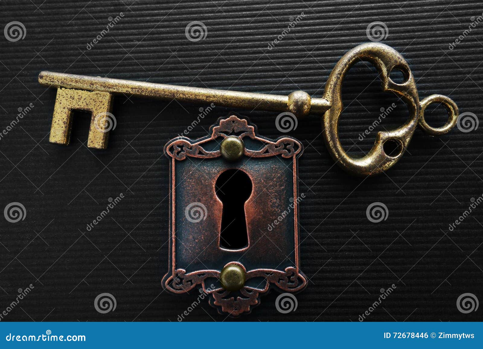 Gold key and lock stock photo. Image of hole, security - 72678446