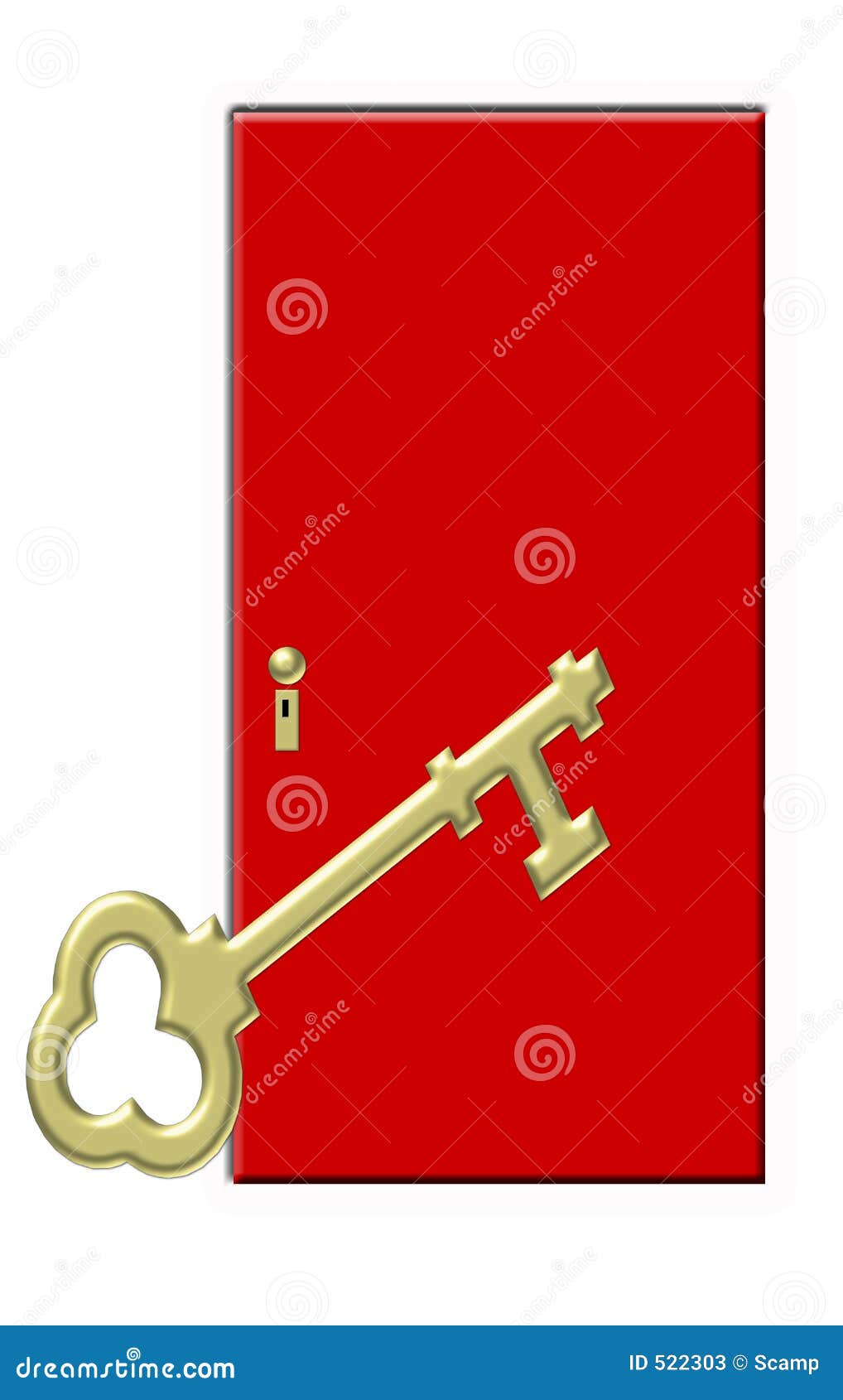Gold Key with Red Door stock illustration. Illustration of door - 522303