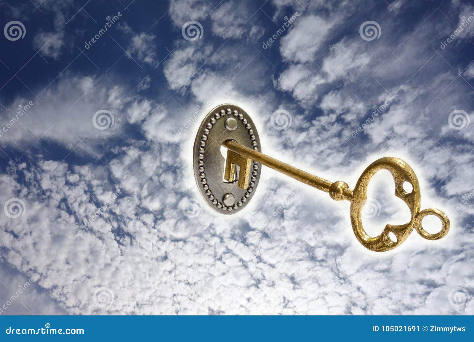 Gold key in the sky stock image. Image of optimistic - 105021691