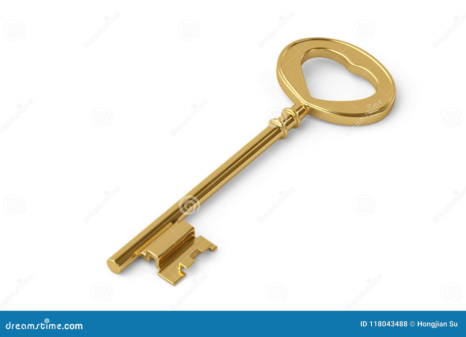 Gold Key on White Background.3D Illustration. Stock Illustration ...