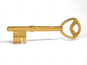 Gold Key on White Background. 3d Rendering Stock Illustration ...