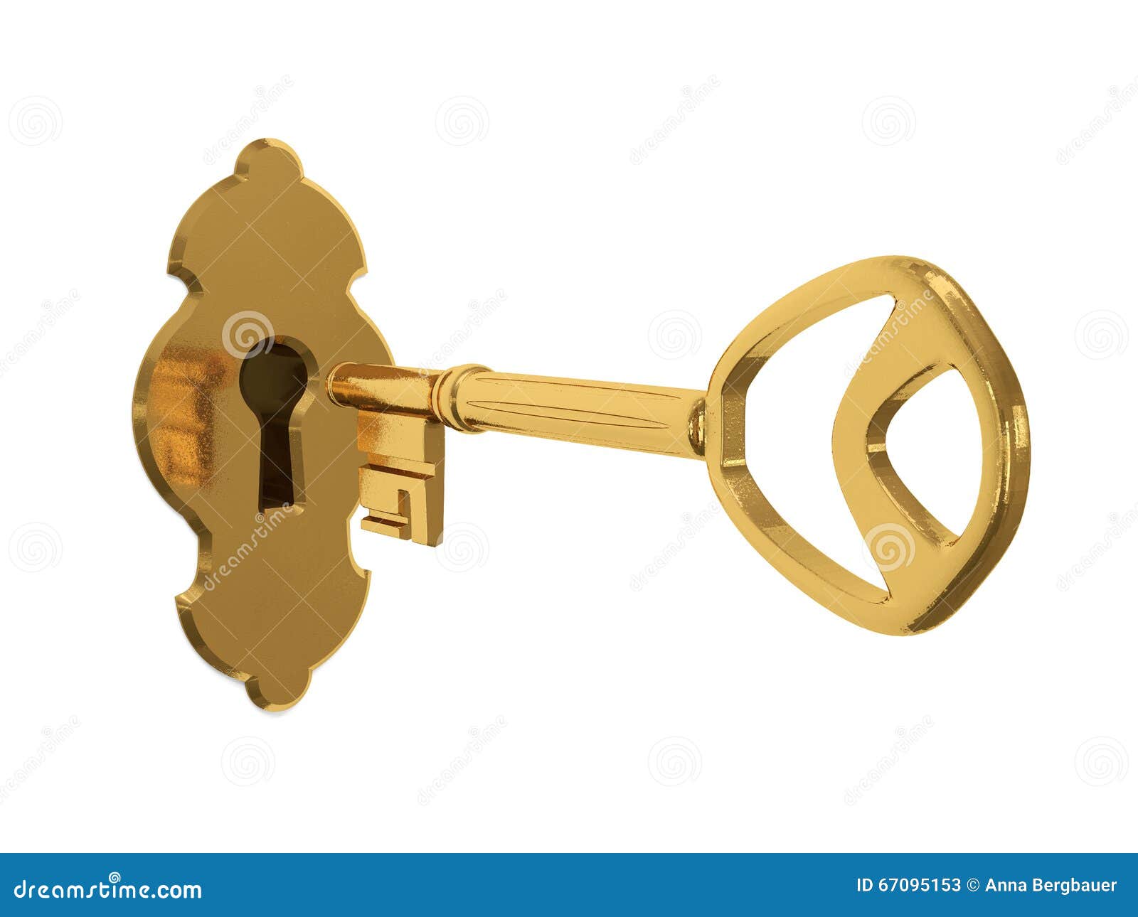 Gold Key on White Background. 3d Rendering Stock Illustration ...