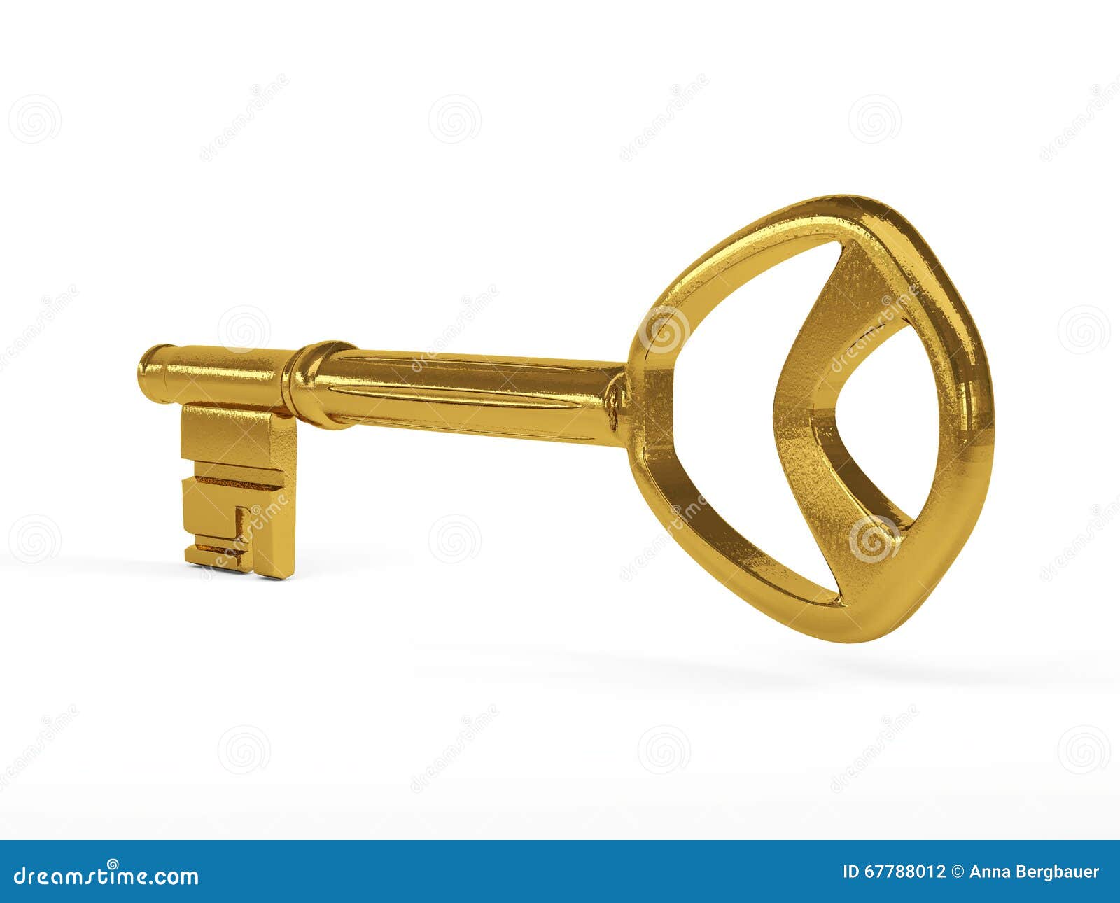 Gold Key on White Background. 3d Rendering Stock Illustration ...