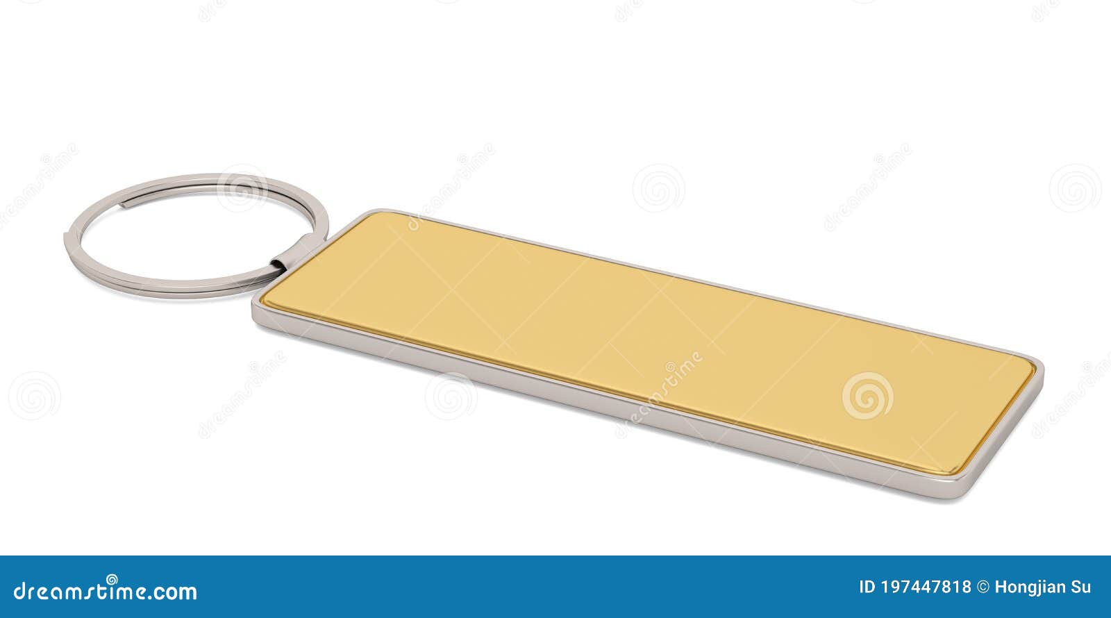 A Gold Keychain Isolated on White Background, 3D Render. 3D ...