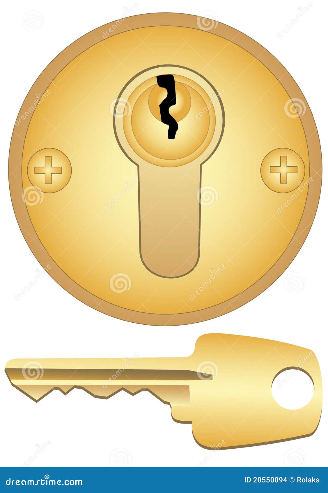 Gold keyhole and key stock vector. Illustration of concept - 20550094