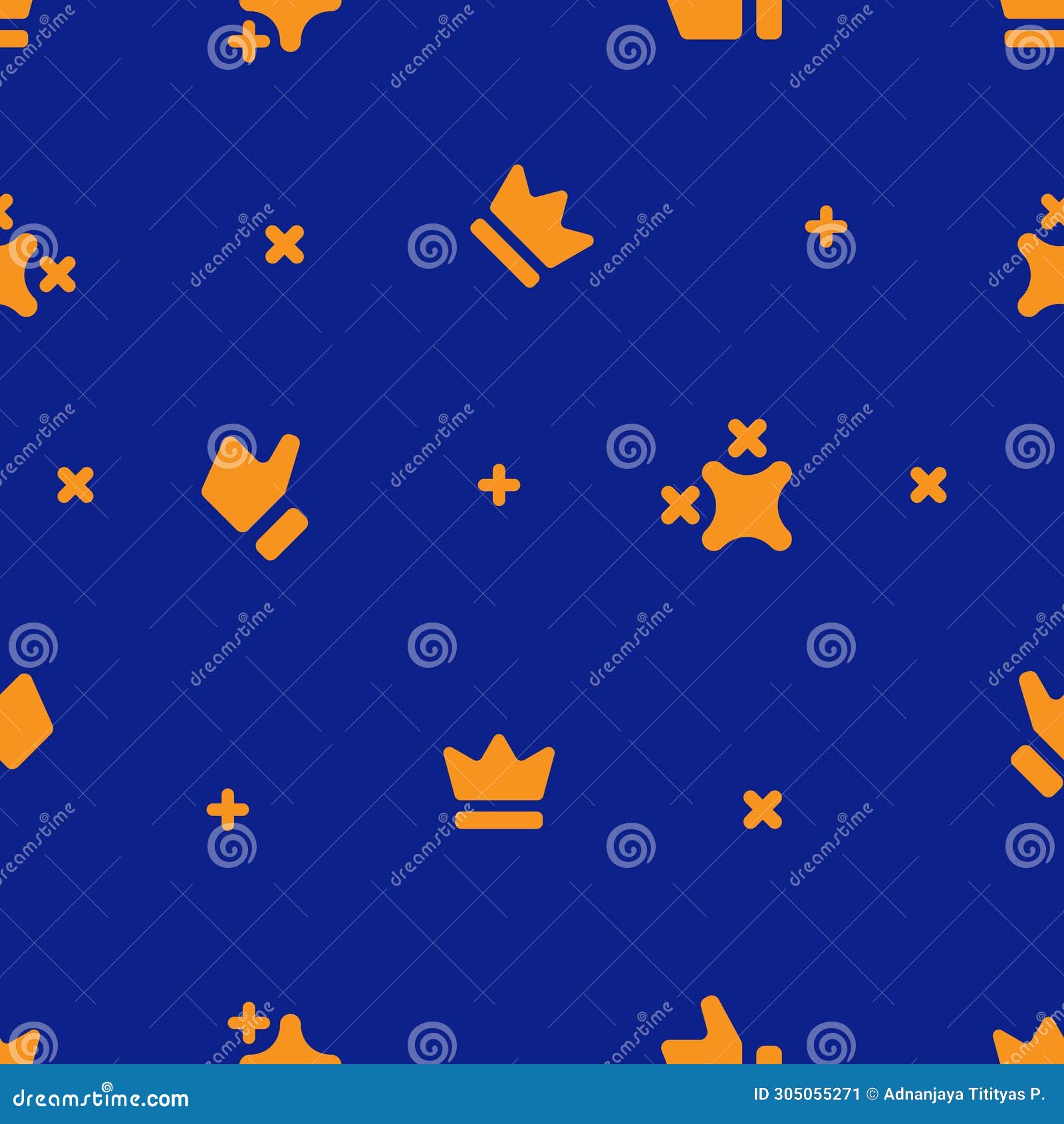 Gold King Crown Plus Like Social Media Seamless Background Vector Stock ...