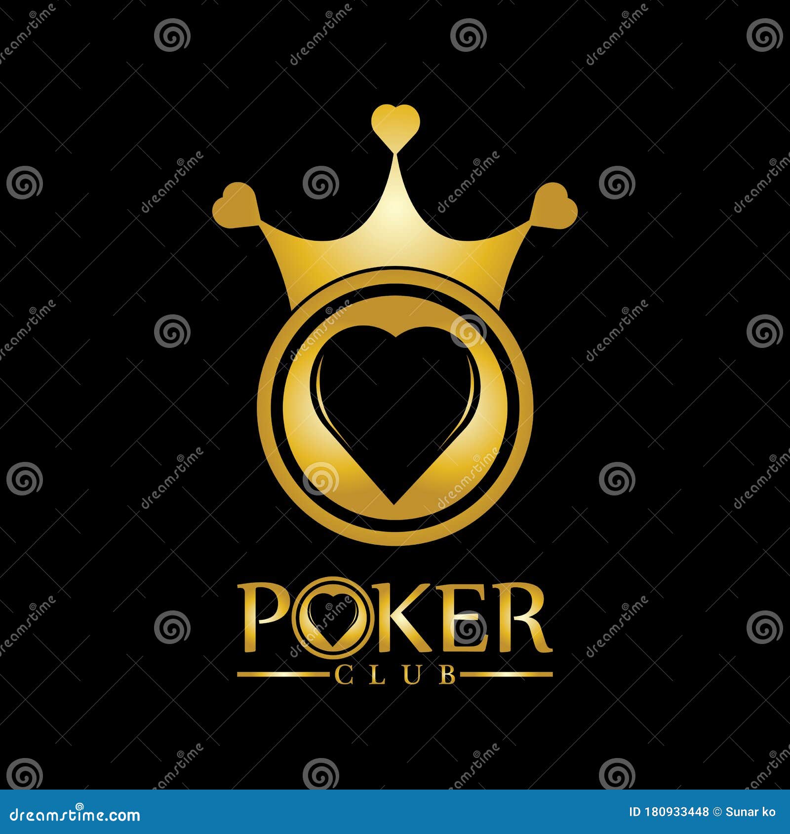 Gold King Poker Logo Design Vector on Black Background Stock Vector ...