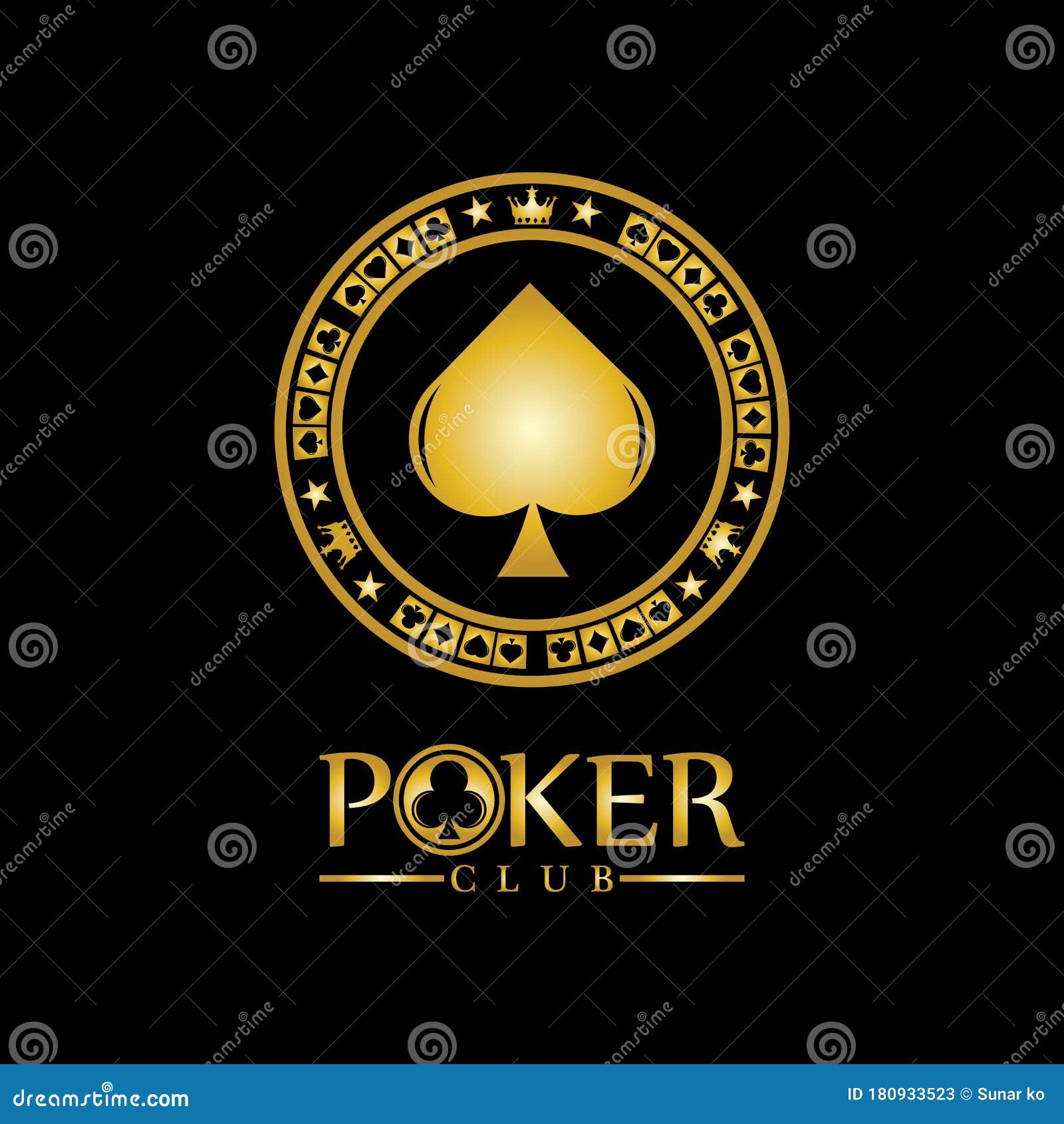 Gold King Poker Logo Design Vector on Black Background Stock Vector ...
