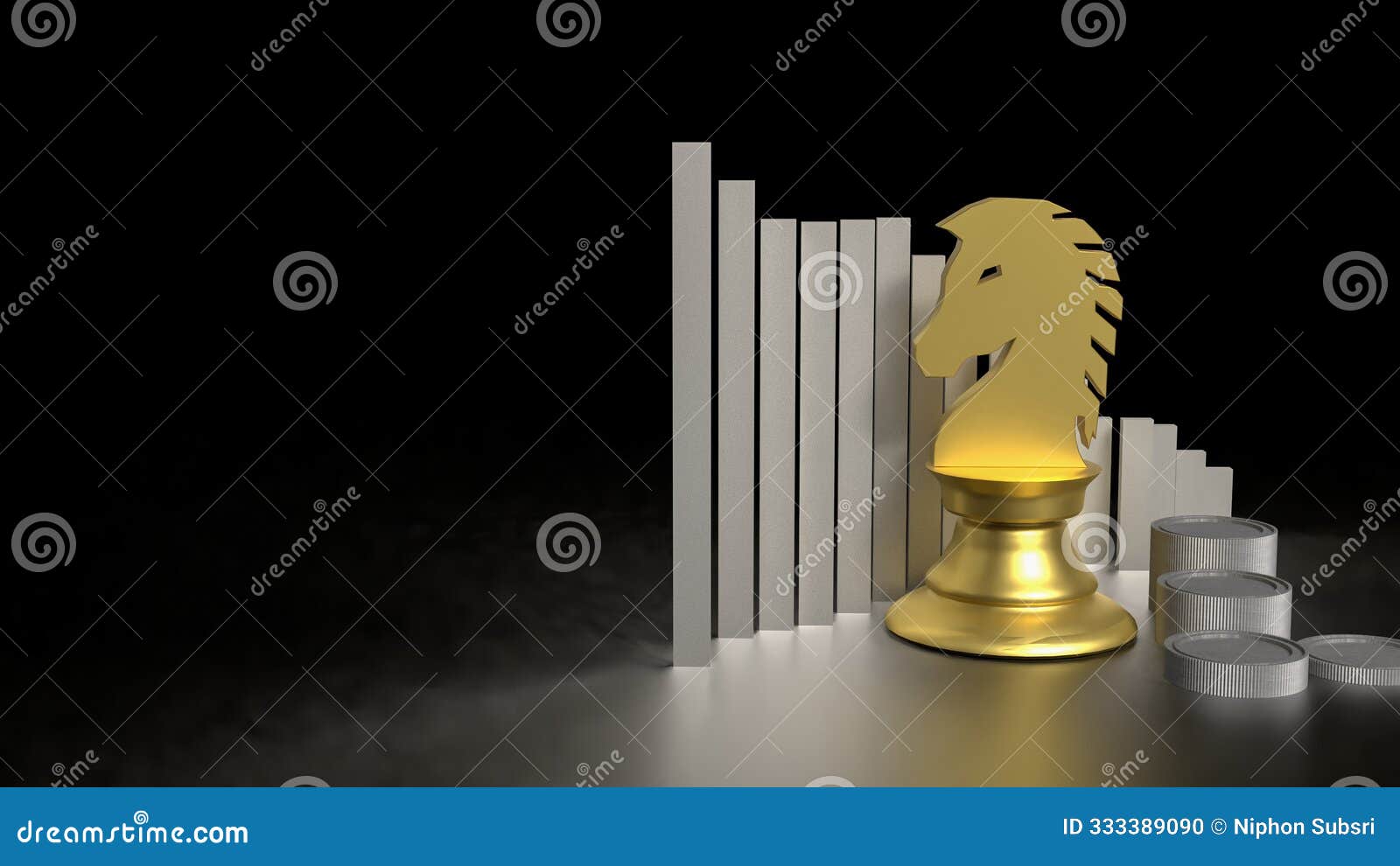 The Gold Knight Chess for Business Concept 3d Rendering Stock ...