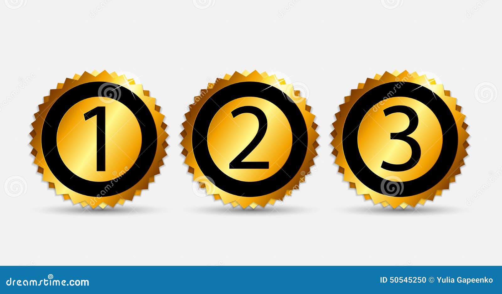 Gold Label 1, 2, 3 Vector Illustration Stock Vector - Illustration of ...