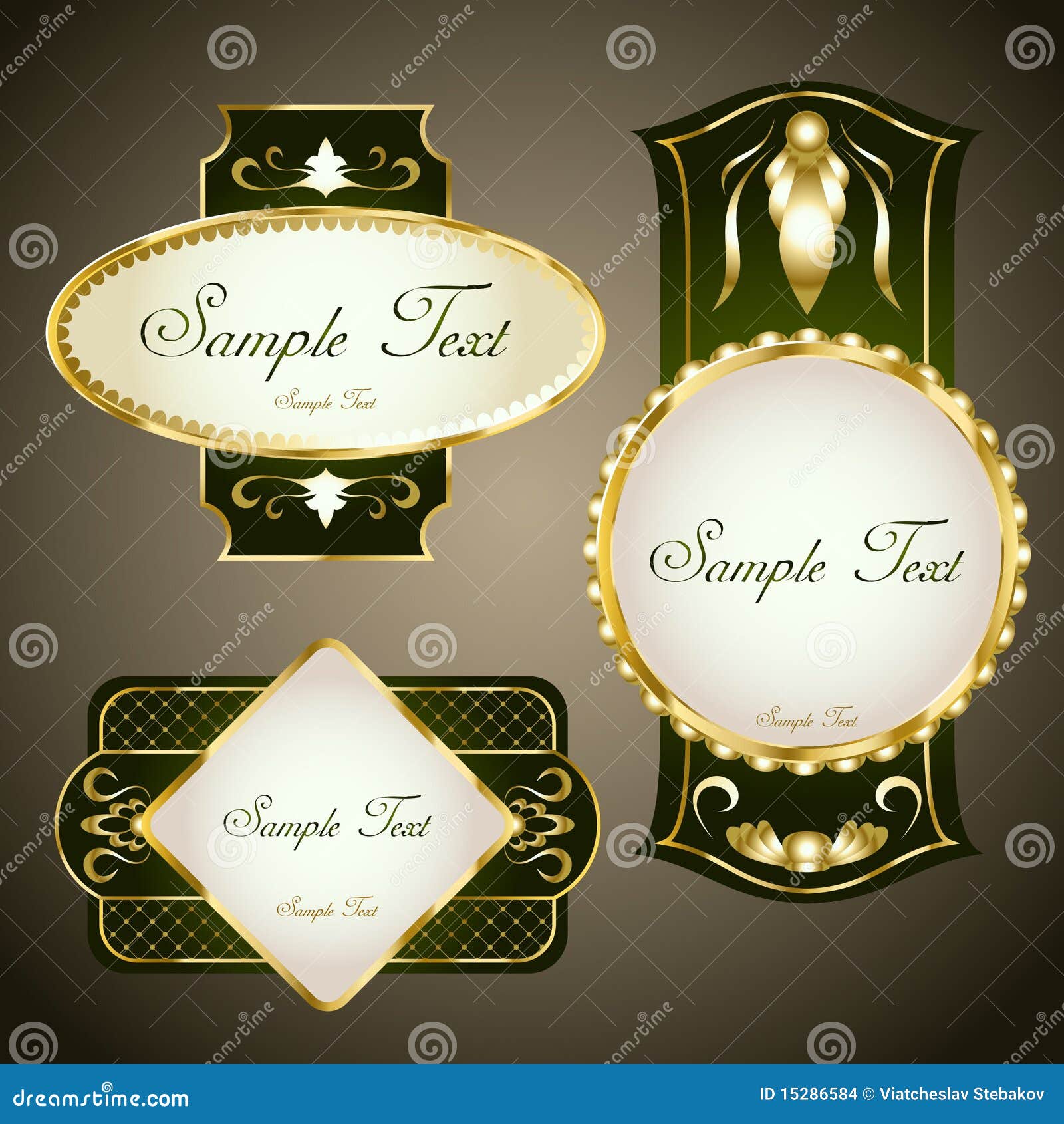 Gold labels stock vector. Illustration of luxury, elegance - 15286584