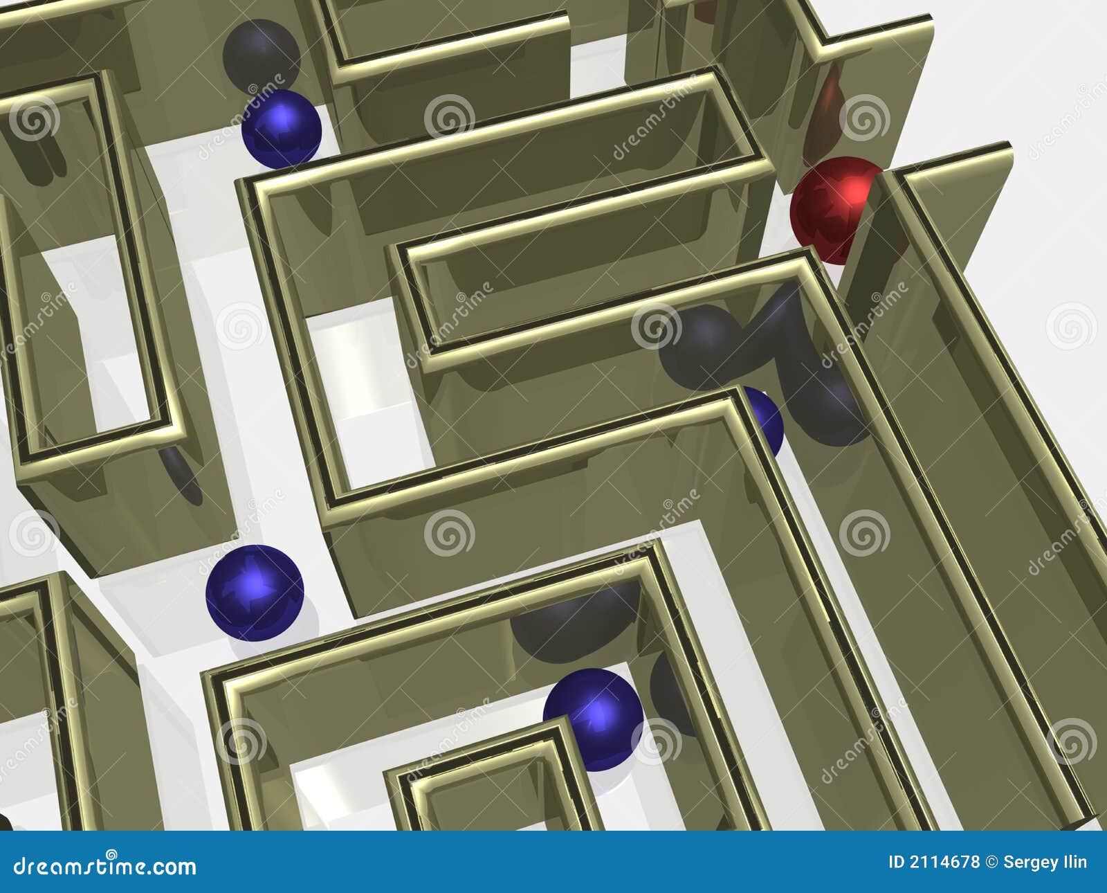 The Gold Labyrinth with Reflection. Stock Illustration - Illustration ...