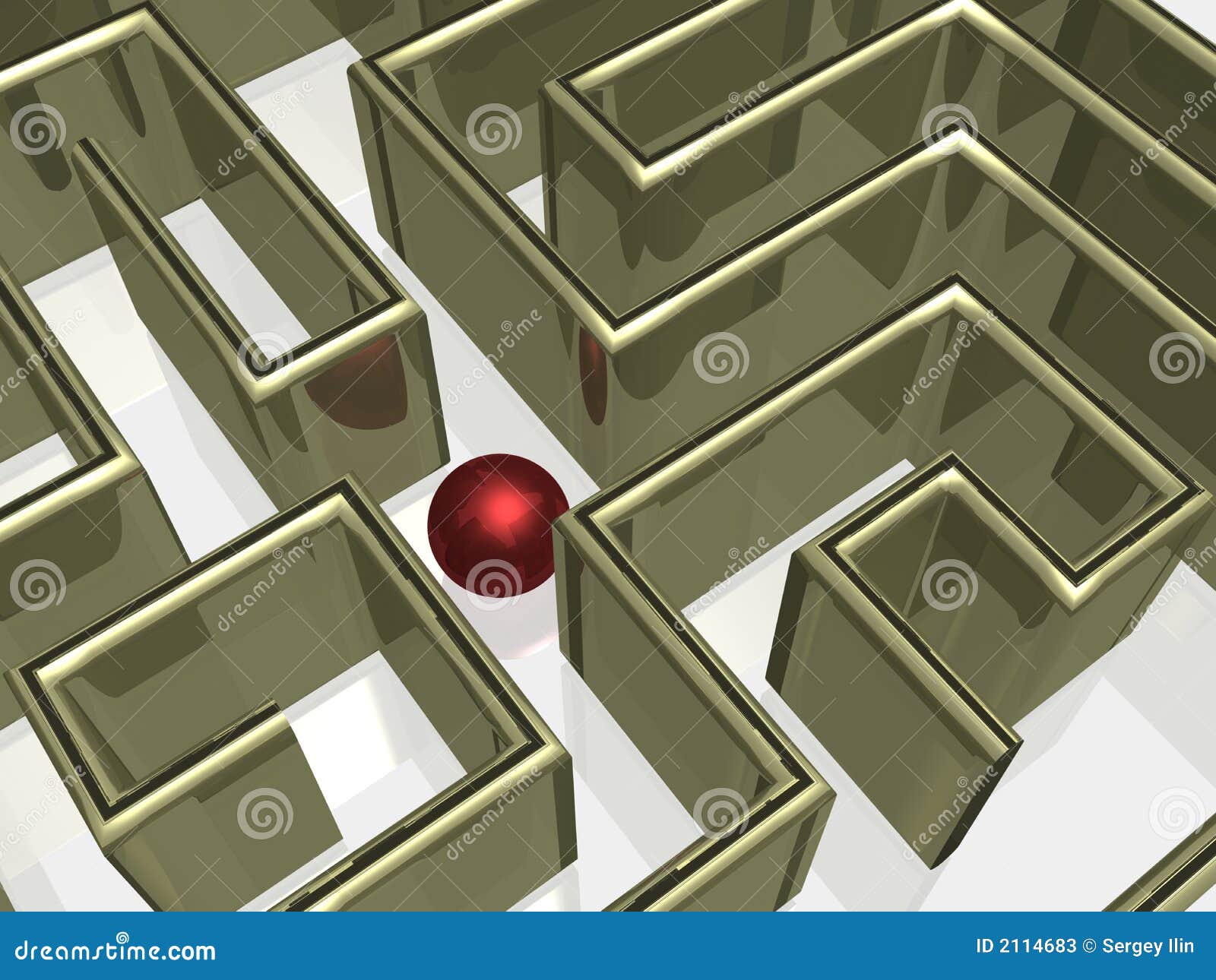 The Gold Labyrinth with Reflection. Stock Illustration - Illustration ...