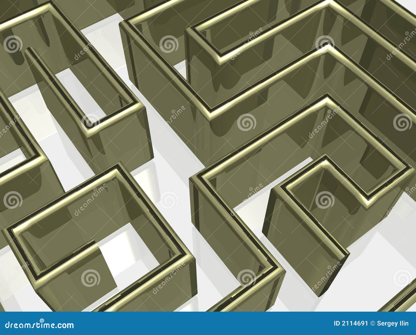 The Gold Labyrinth with Reflection. Stock Illustration - Illustration ...