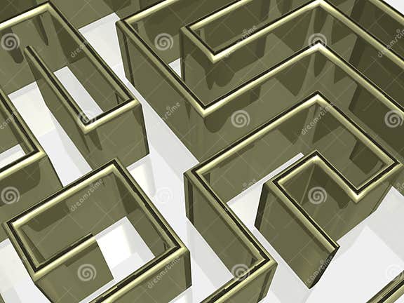 The Gold Labyrinth with Reflection. Stock Illustration - Illustration ...
