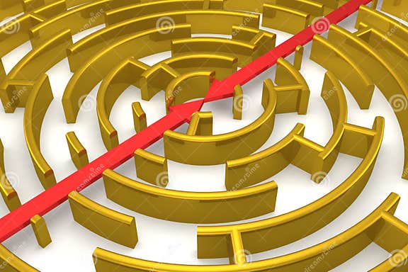 The Gold Labyrinth with Reflection. Stock Illustration - Illustration ...