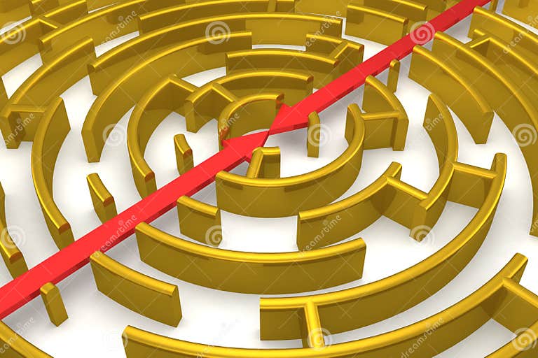 The Gold Labyrinth with Reflection. Stock Illustration - Illustration ...