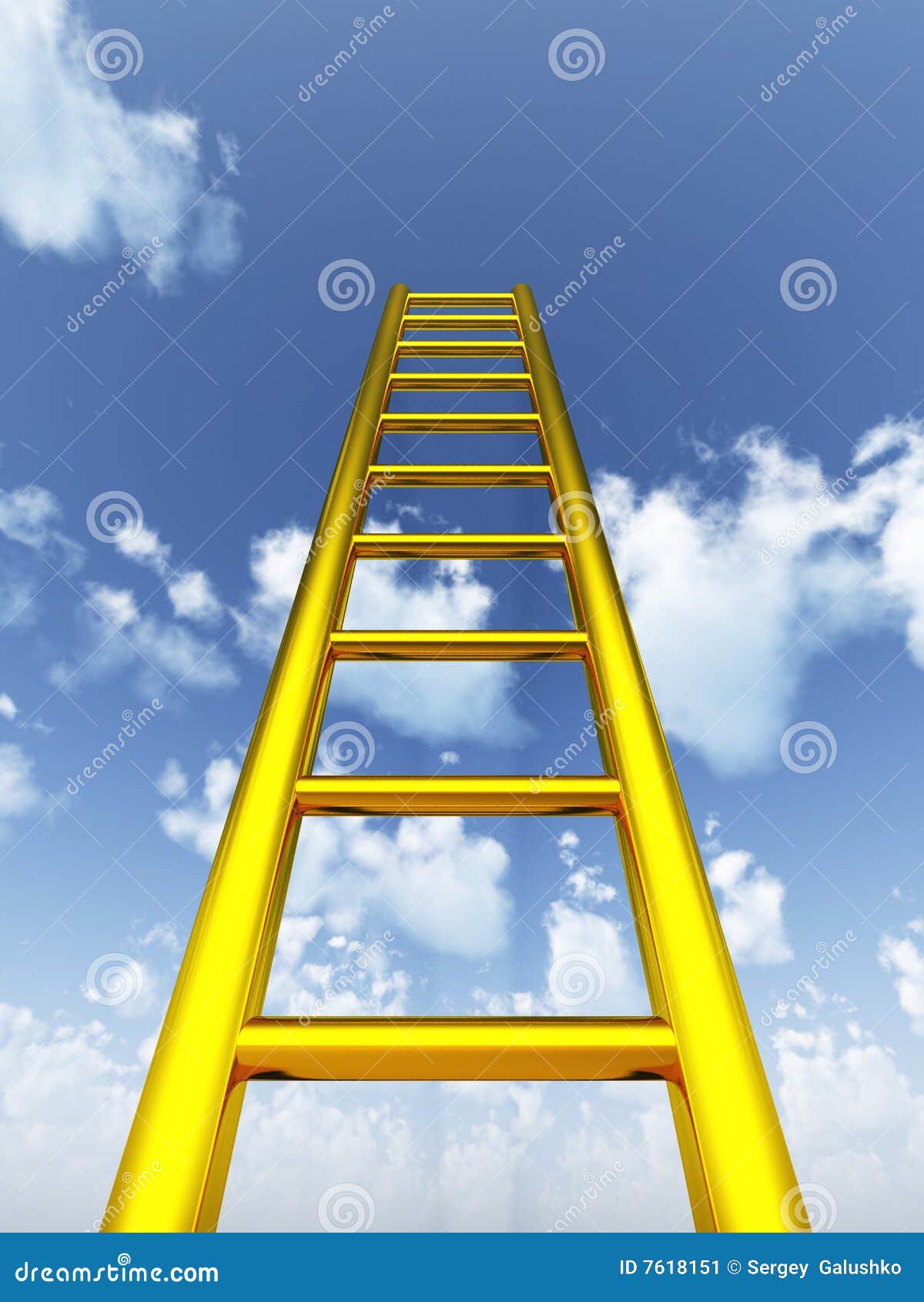Gold ladder in the sky stock illustration. Illustration of render - 7618151