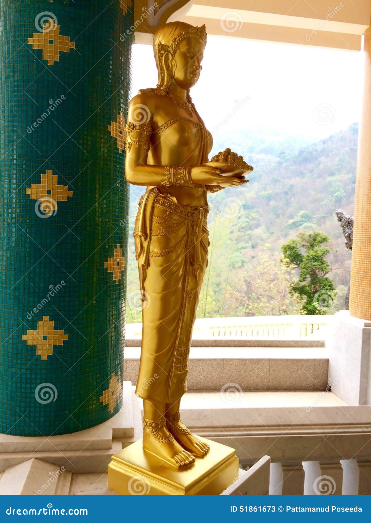 Gold lady stock image. Image of lady, temple, thai, gold - 51861673