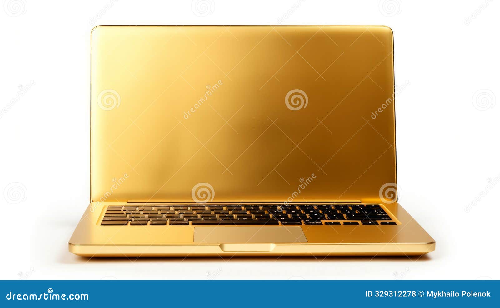 Gold Laptop with Blank Computer Screen. Neural Network Ai Generated ...