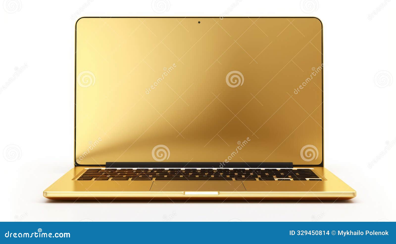 Gold Laptop with Blank Computer Screen. Neural Network Ai Generated ...