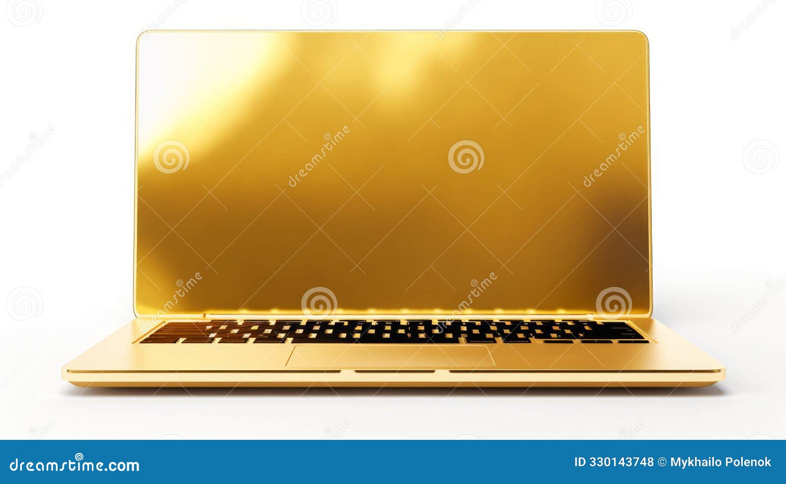 Gold Laptop with Blank Computer Screen. Neural Network Ai Generated ...