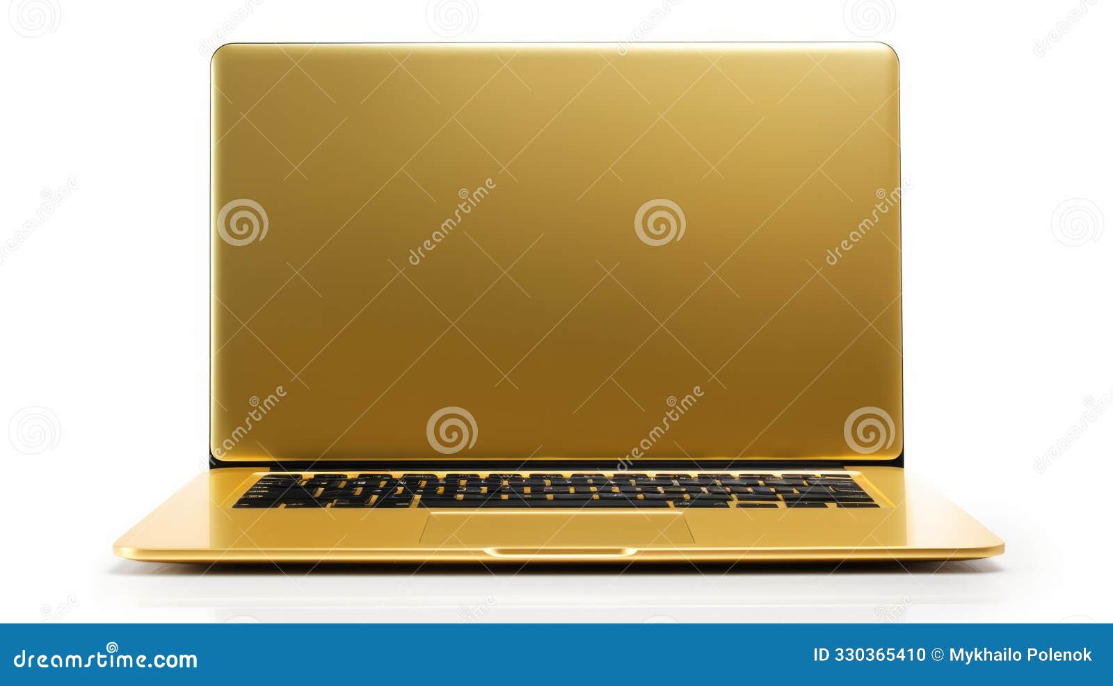 Gold Laptop with Blank Computer Screen. Neural Network Ai Generated ...