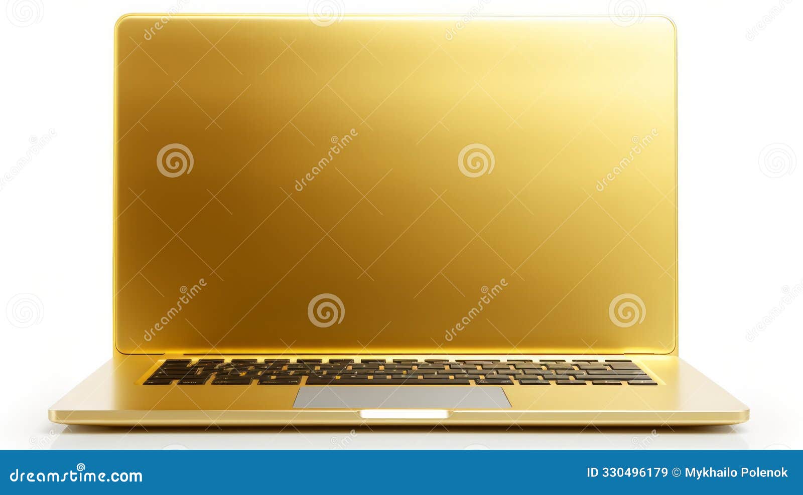 Gold Laptop with Blank Computer Screen. Neural Network Ai Generated ...