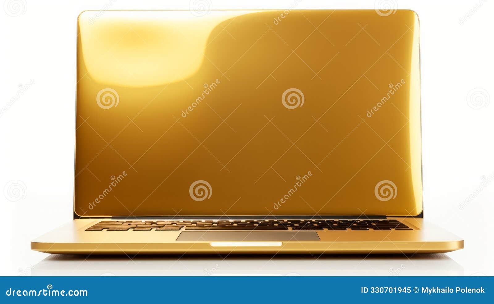 Gold Laptop with Blank Computer Screen. Neural Network Ai Generated ...