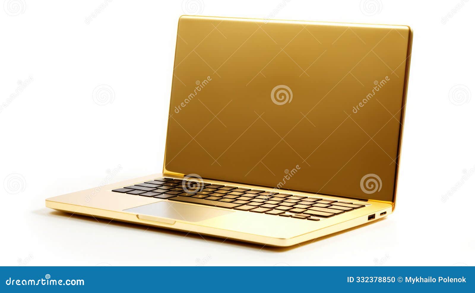 Gold Laptop with Blank Computer Screen. Neural Network Ai Generated ...