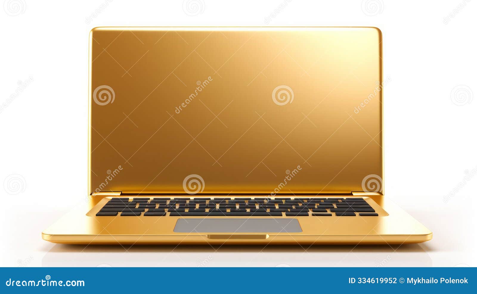 Gold Laptop with Blank Computer Screen. Neural Network Ai Generated ...