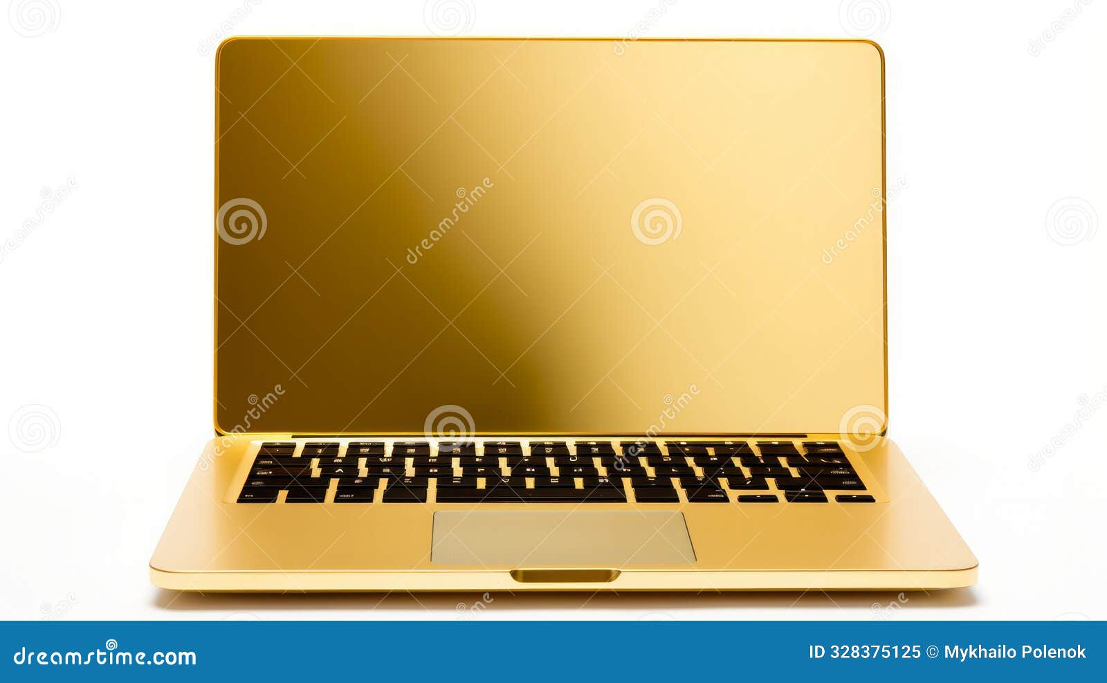 Gold Laptop with Blank Computer Screen. Neural Network Ai Generated ...