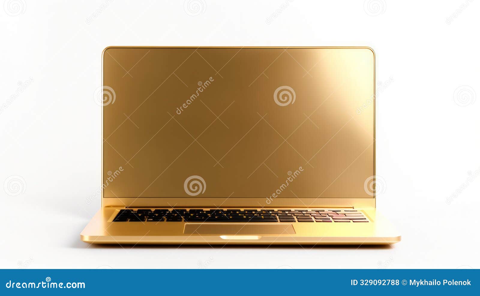 Gold Laptop with Blank Computer Screen. Neural Network Ai Generated ...