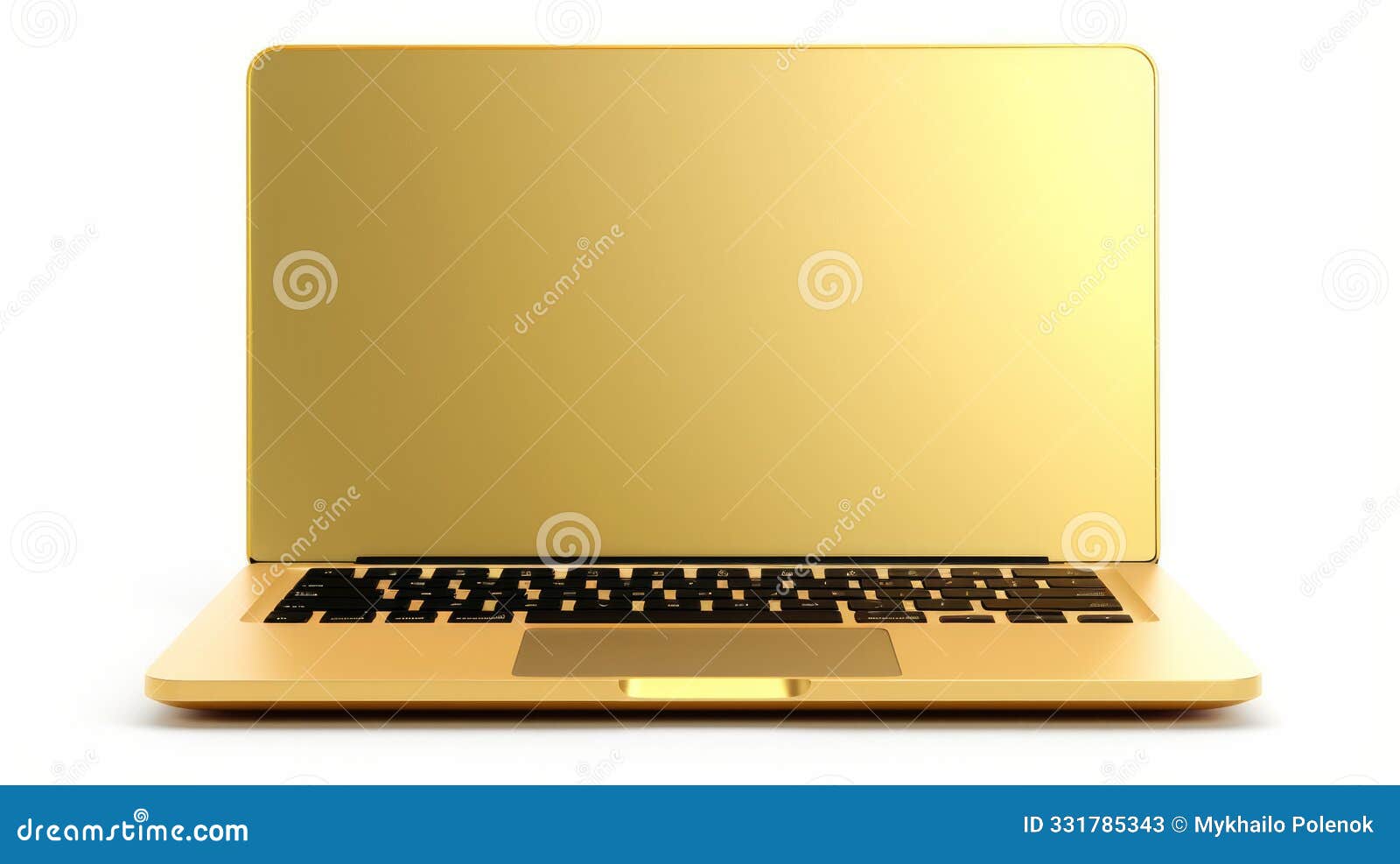 Gold Laptop with Blank Computer Screen. Neural Network Ai Generated ...