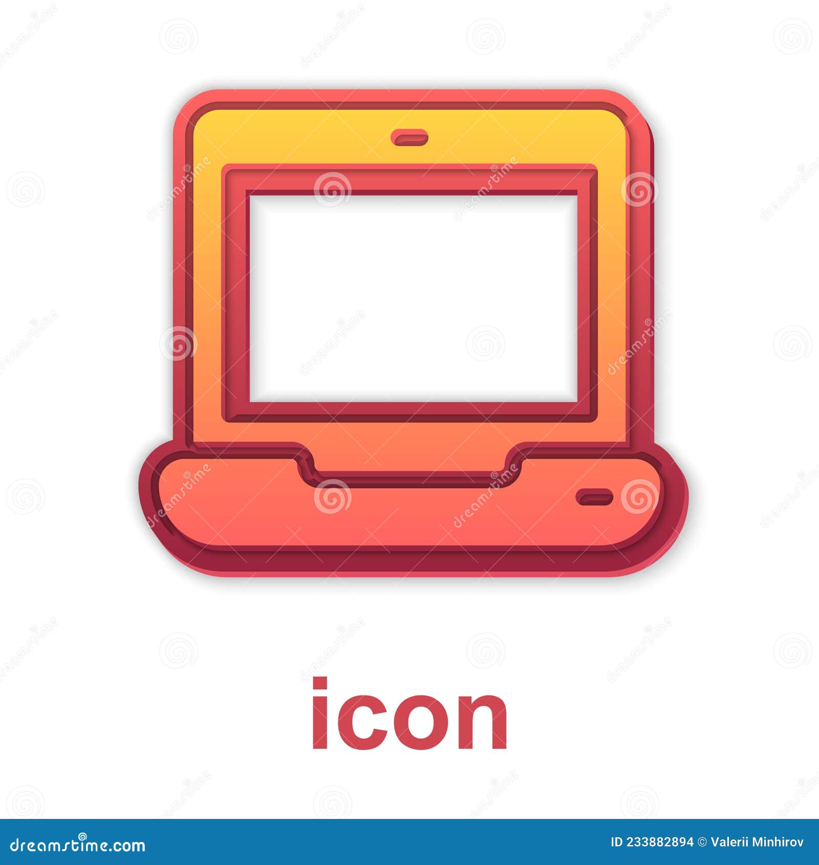 Gold Laptop Icon Isolated on White Background. Computer Notebook with ...