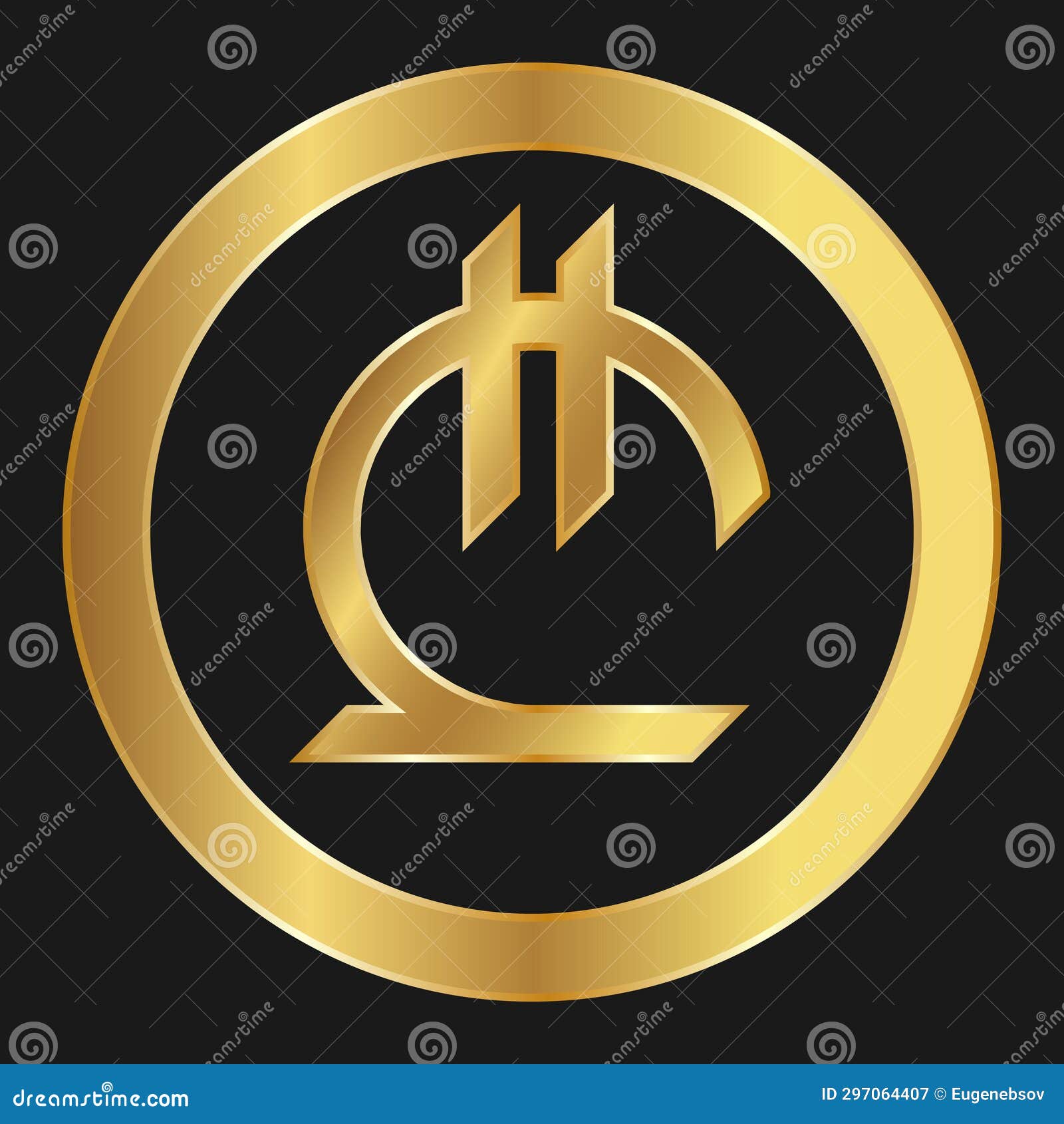 Golden Lari Sign. Georgian Currency Symbol. Vector Illustration. Hand ...