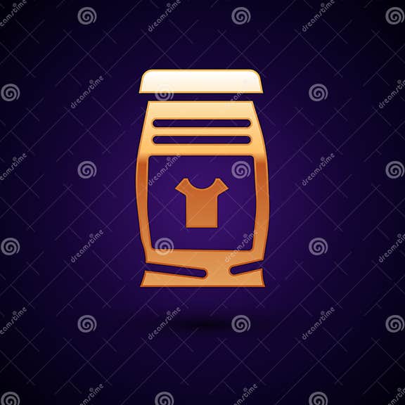 Gold Laundry Detergent for Automatic Wash Machine Icon Isolated on ...