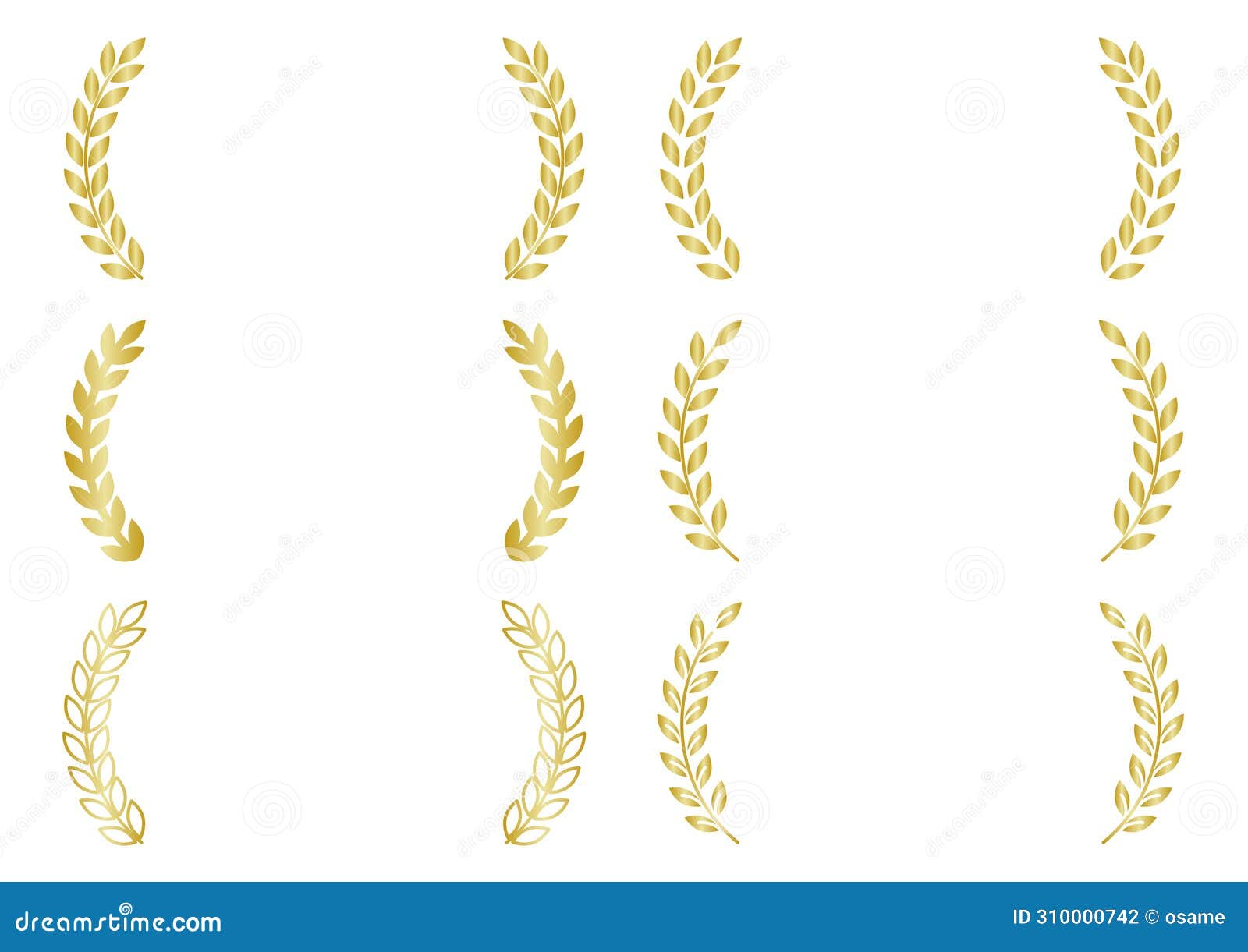 Gold Laurel Leaf Decorative Frame Design Set. Vector Illustration Stock ...