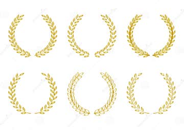 Gold Laurel Leaf Decorative Frame Design Set. Vector Illustration Stock ...