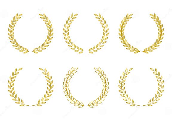 Gold Laurel Leaf Decorative Frame Design Set. Vector Illustration Stock ...