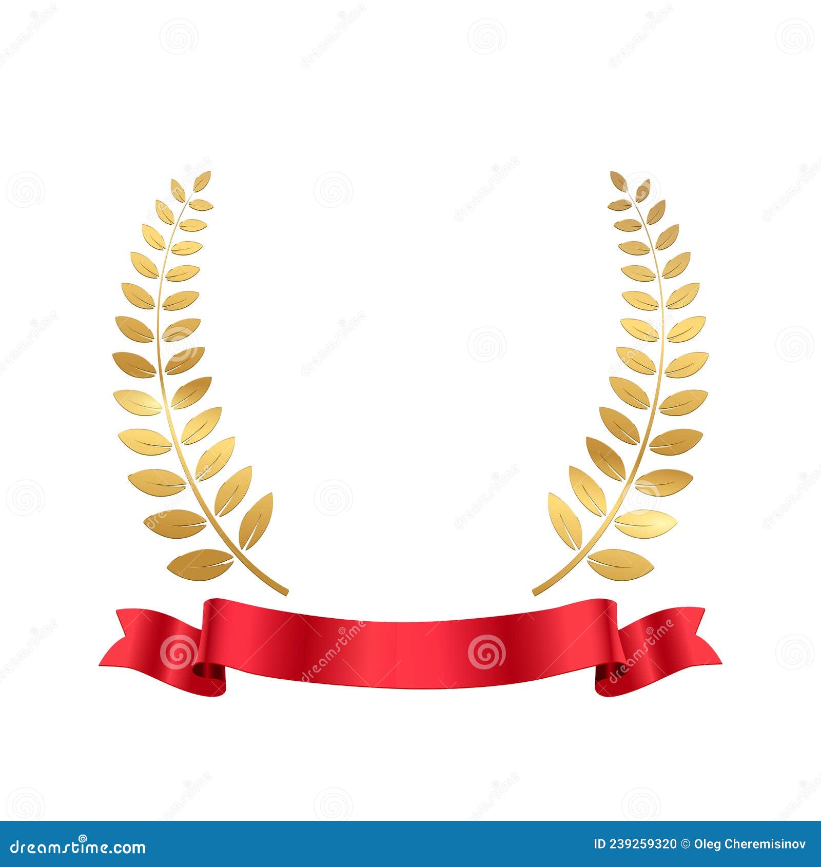 Gold Laurel Wreath with Red Ribbon, Golden Award with Olive Branch for ... Gold Laurel Wreath with Red Ribbon, Golden Award with Olive Branch for ...