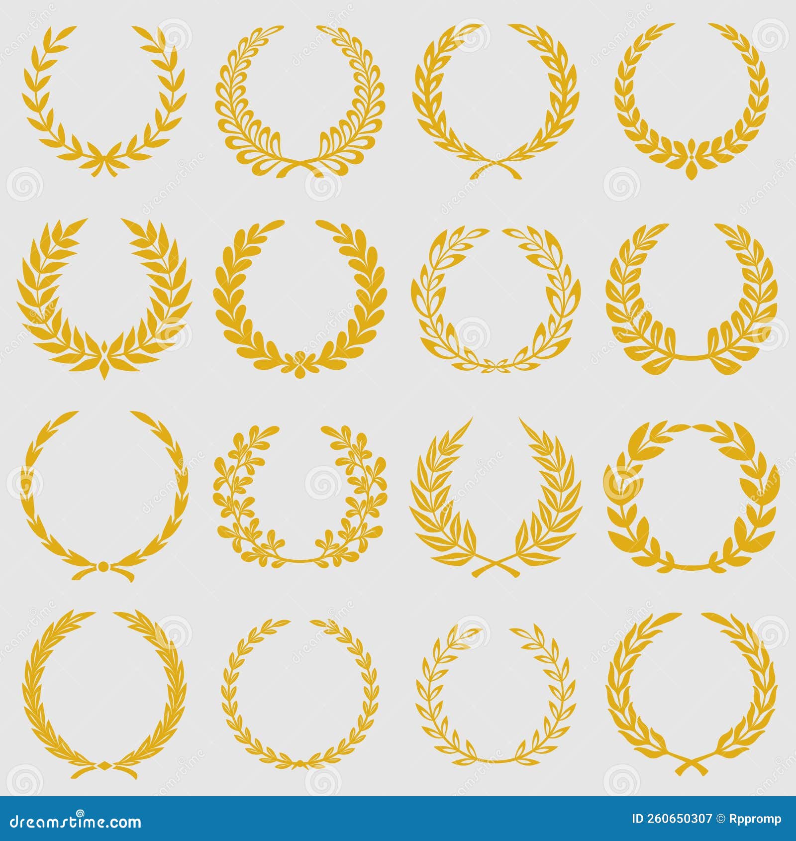 Gold Laurel Wreath, Winner Award Set Vector Illustration Stock Vector ...