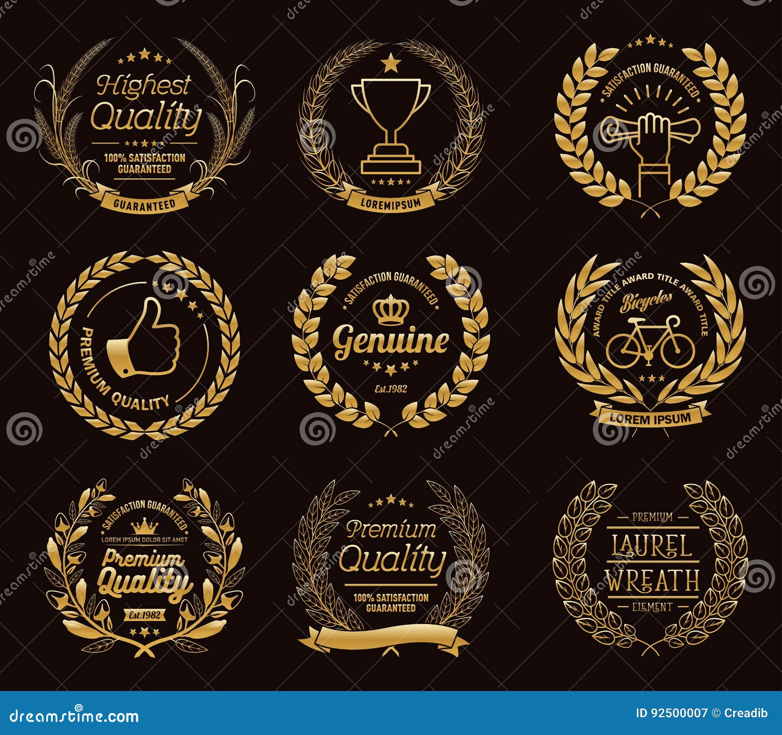 Gold Laurel Wreath Icon. Vector Illustration | CartoonDealer.com #84590244