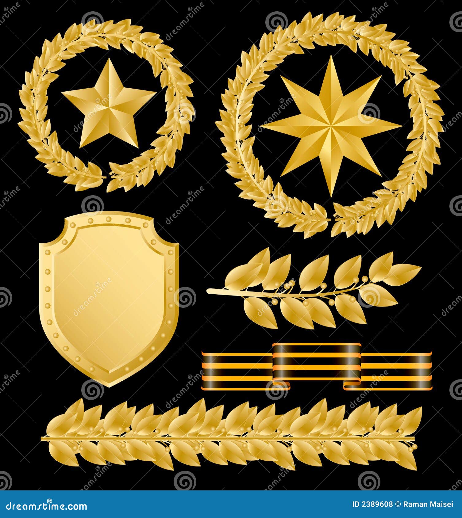 Gold Laurels Vector Illustration | CartoonDealer.com #2389608
